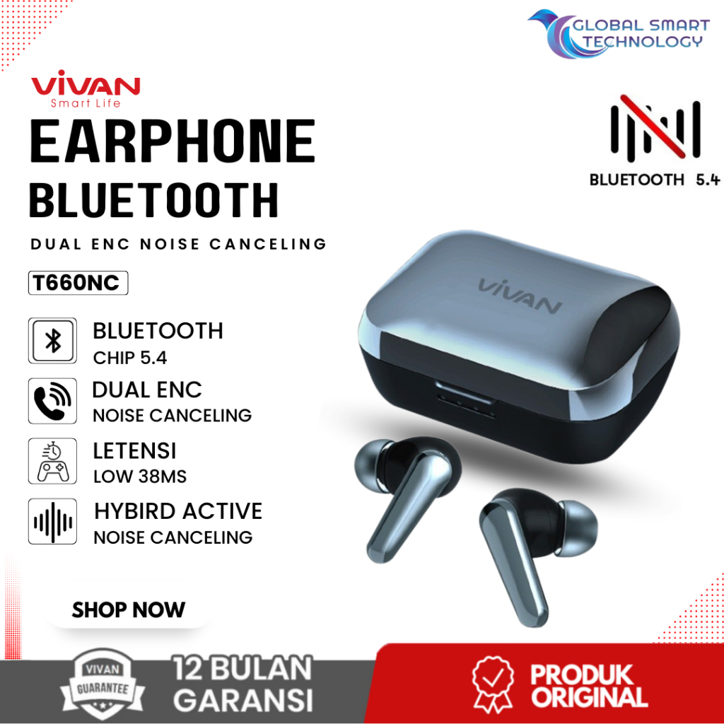 Jual VIVAN Liberty T660NC Earphones Airbuds TWS Headset Bluetooth 5.3 ...