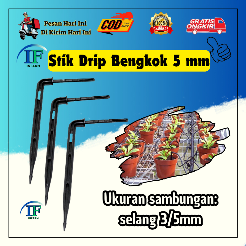 Jual 10 pcs STIK DRIP STICK BENGKOK 5MM IRIGASI TETES SELANG PE ...