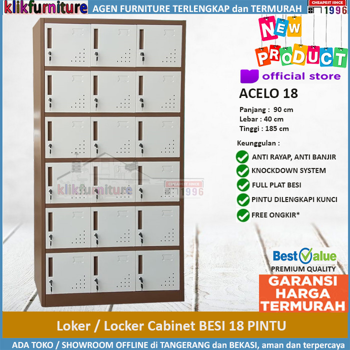 Jual Loker Besi 18 Pintu Lemari Locker Besi 18 Pintu ACELO 18 Coklat | Shopee Indonesia