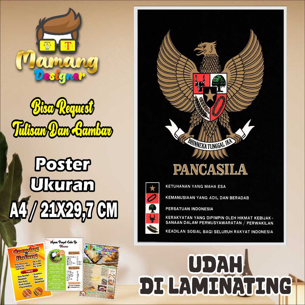 Jual Cetak Poster Atau Foto Pancasila Background Hitam Keren Bagus bb ...