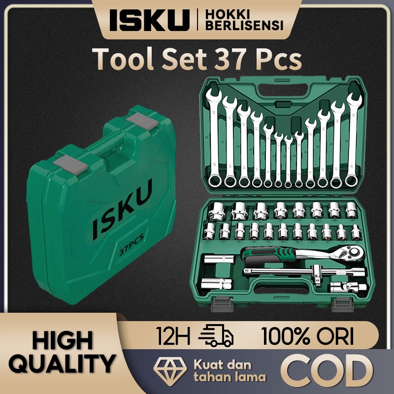 Jual 【Bisa COD】ISKU Tool kit Set alat Kunci Sok set 37pcs/ Full Lengkap ...