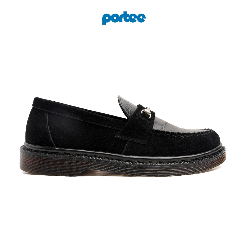 Jual Sepatu Kulit Pria Portee Goods Original Croco Suede Black | Shopee ...