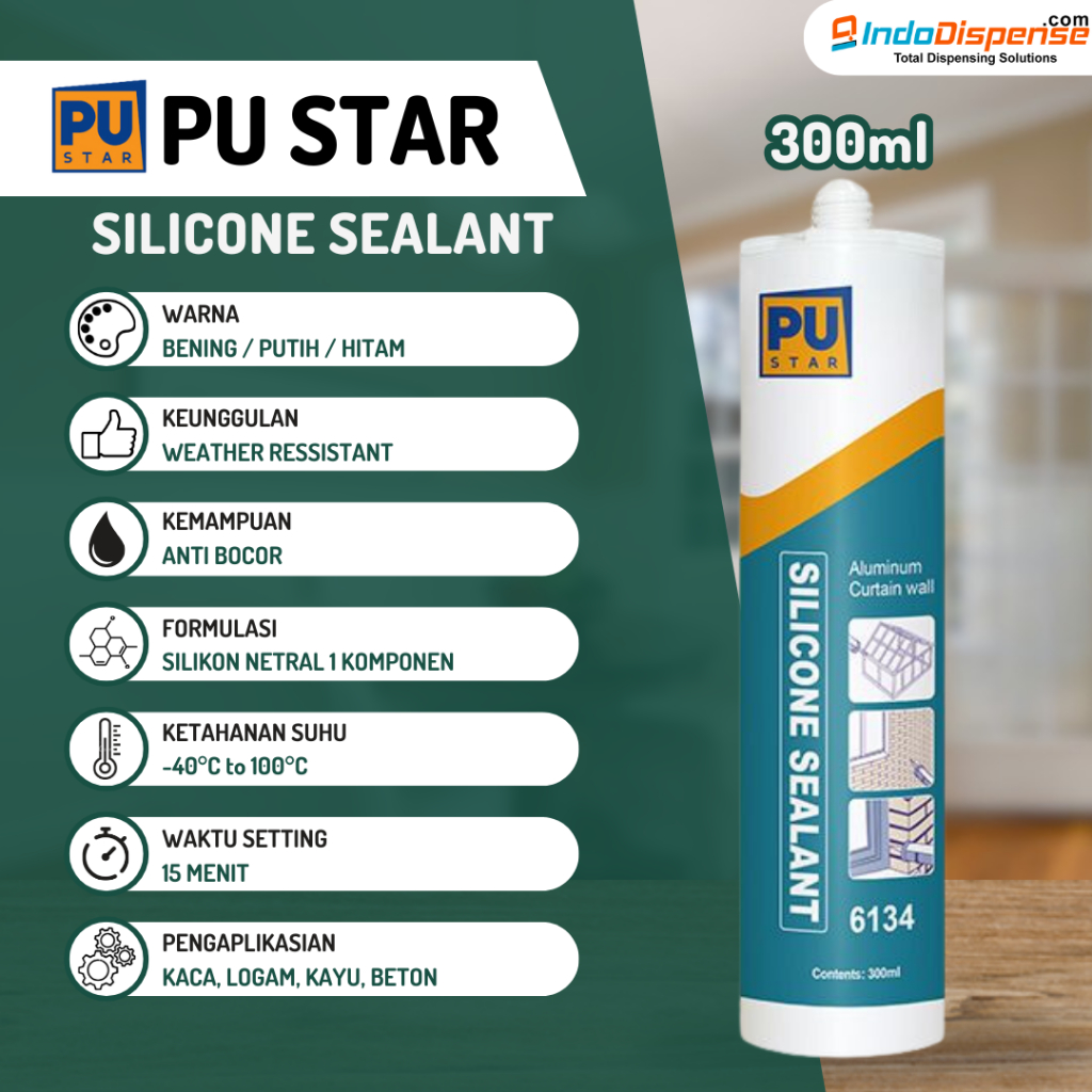 Jual PU Star 6134 300 ml / Silikon Sealant Netral / Silikon Warna Hitam ...
