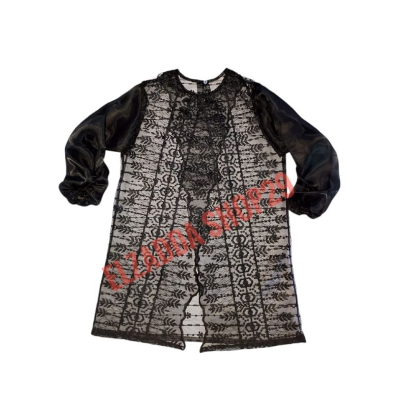 Jual outer kondangan/kebaya Zize Outer Brokat Organza birumuda/Tunik ...