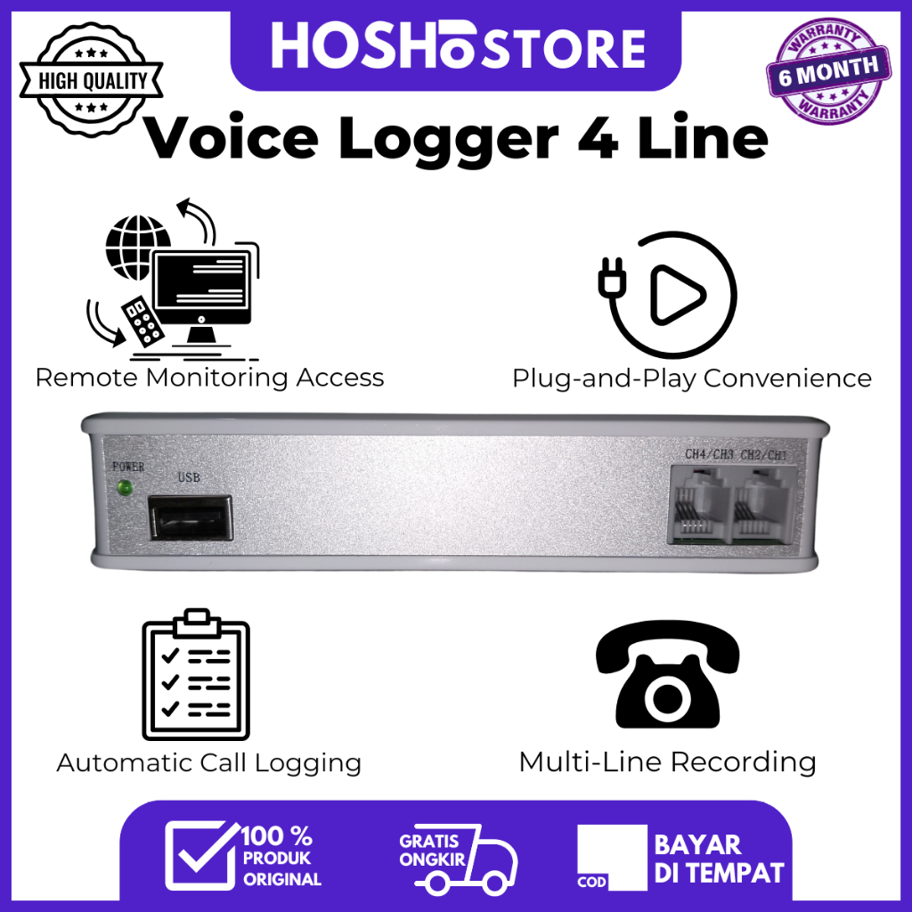 Jual Voice Logger - Alat Rekam Panggilan Telepon 4 Line Port, Sistem ...