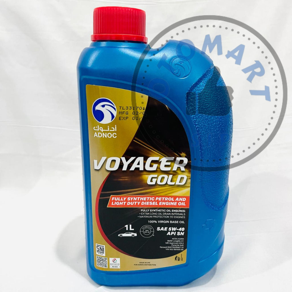Jual Adnoc Voyager Gold 5W-40 API SN Full Synthetic 1 Liter | Shopee ...