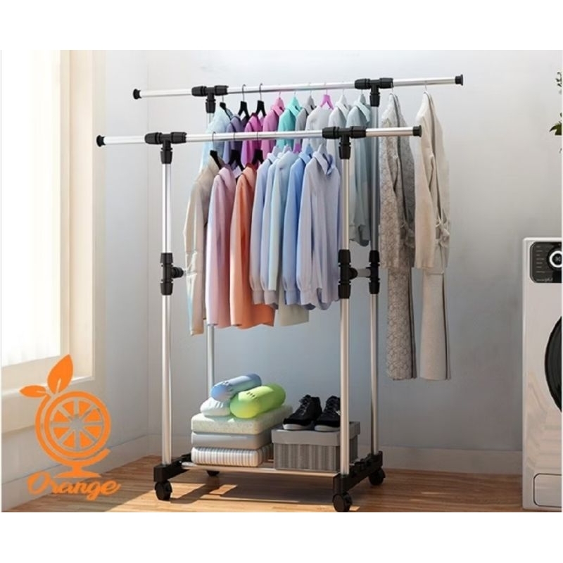 Jual STAND HANGER DOUBLE POLE RODA stand hanger 2 sisi rak gantung ...