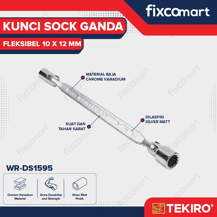 Jual Tekiro Double Swivel Wrench / Kunci Sock Ganda Flexible 10X12 Mm ...