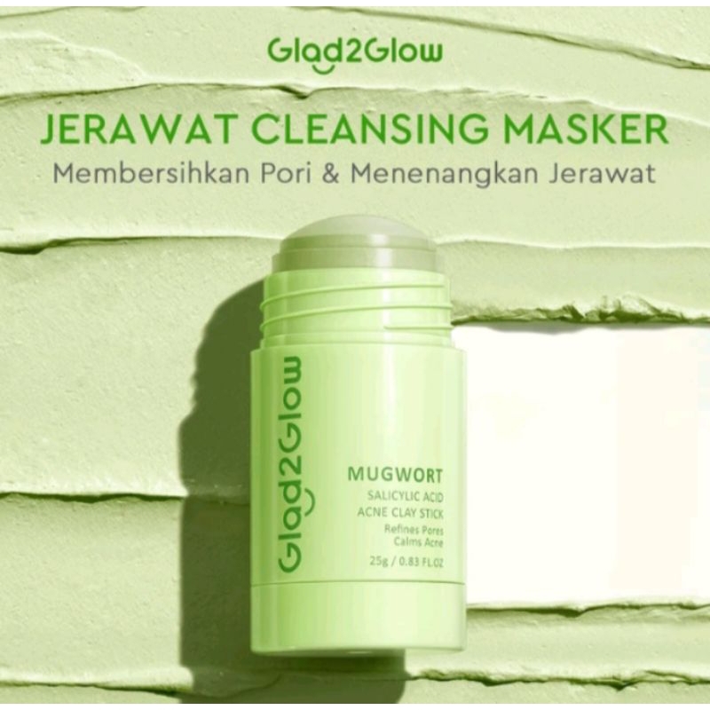 Jual Glad2Glow Real Mugwort Salicylic Acid Acne Control Clay Mask Stic | Shopee Indonesia