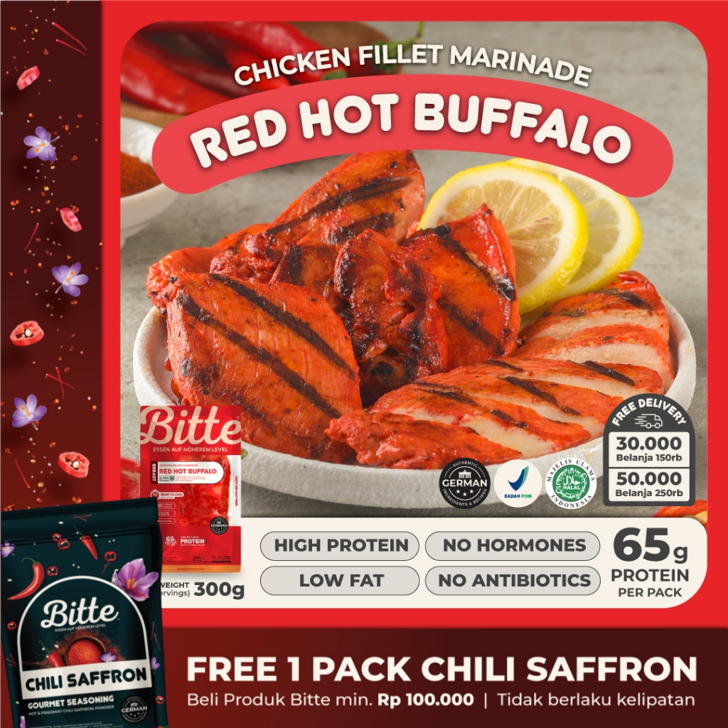 Jual Bitte Food Red Hot Buffalo Chicken Fillet Marinade / Ayam Filet ...