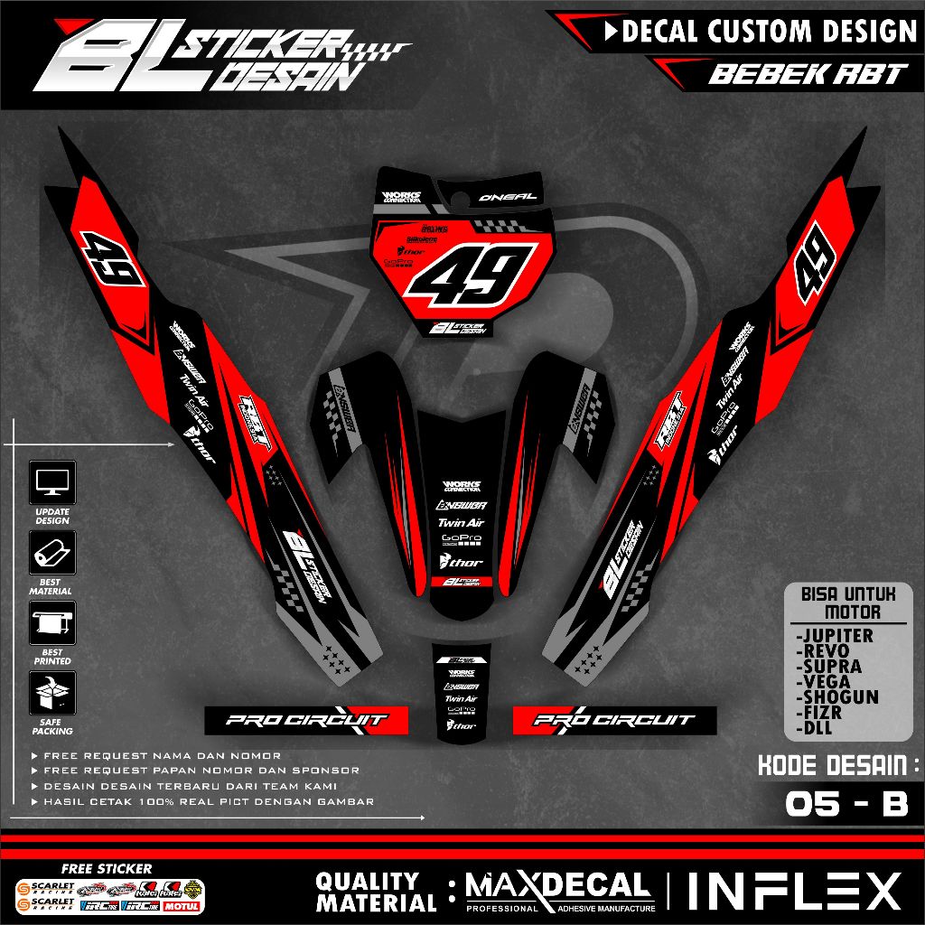 Jual BL STIKER Decal Stiker Bebek RBT/GTX VEGA R NEW Stiker Striping ...