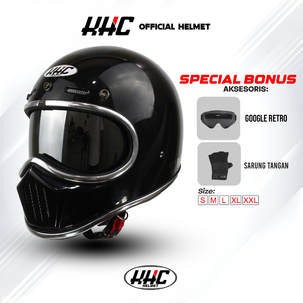 Jual KHC Helm Cakil Original Full Face List Chrome Inner Visor FREE ...