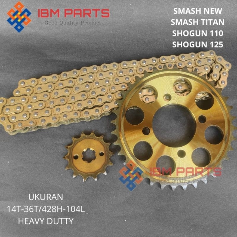 Jual GEAR GIR GER SET PAKET SMASH NEW SMASH TITAN SHOGUN 110 SHOGUN 125 MODEL SSS GOLD UKURAN 14 ...