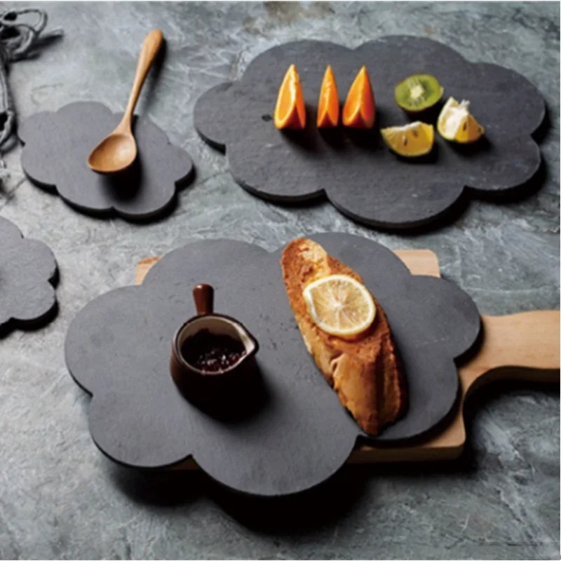 Jual Piring Batu Rock Slate Plate Steak Sushi Cloud Shape Hitam LM20 ...