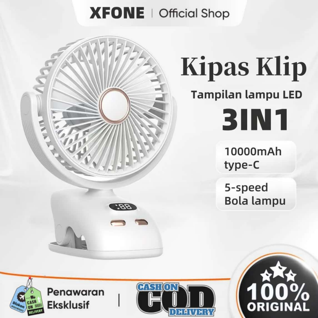 Jual XFONE 10000mAh Kipas Angin USB Clip Mini Fan Rotating Kipas Angin ...
