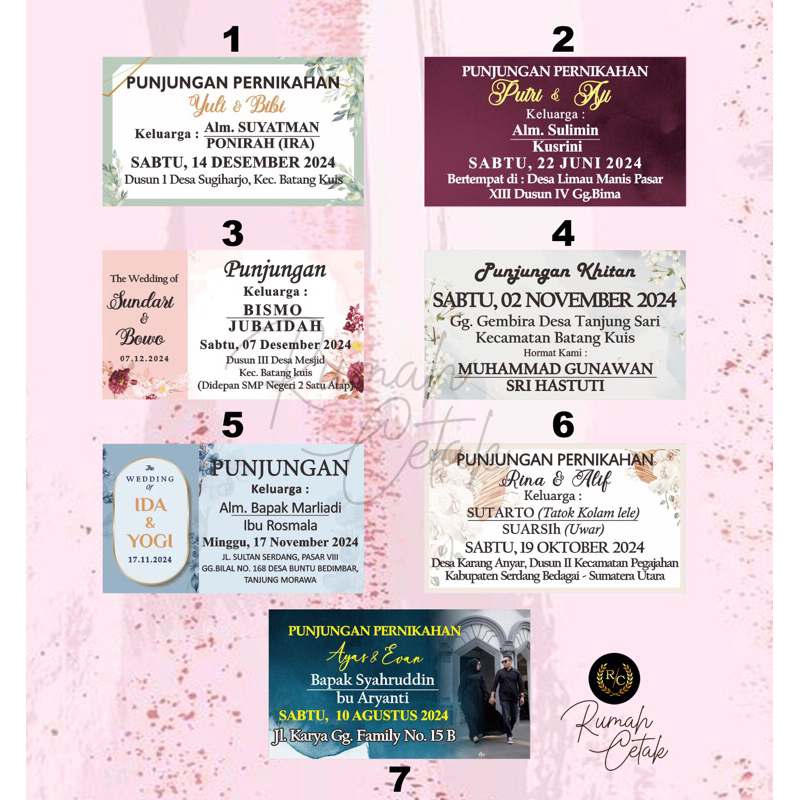 Jual punjungan/kartu punjungan/undangan kecil/tonjokan | Shopee Indonesia