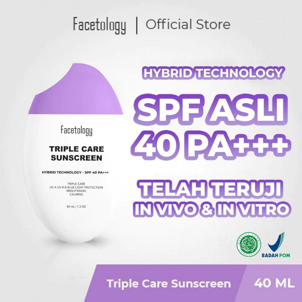 Jual Facetology Triple Care Sunscreen SPF 40 PA+++ 40ML | Shopee Indonesia