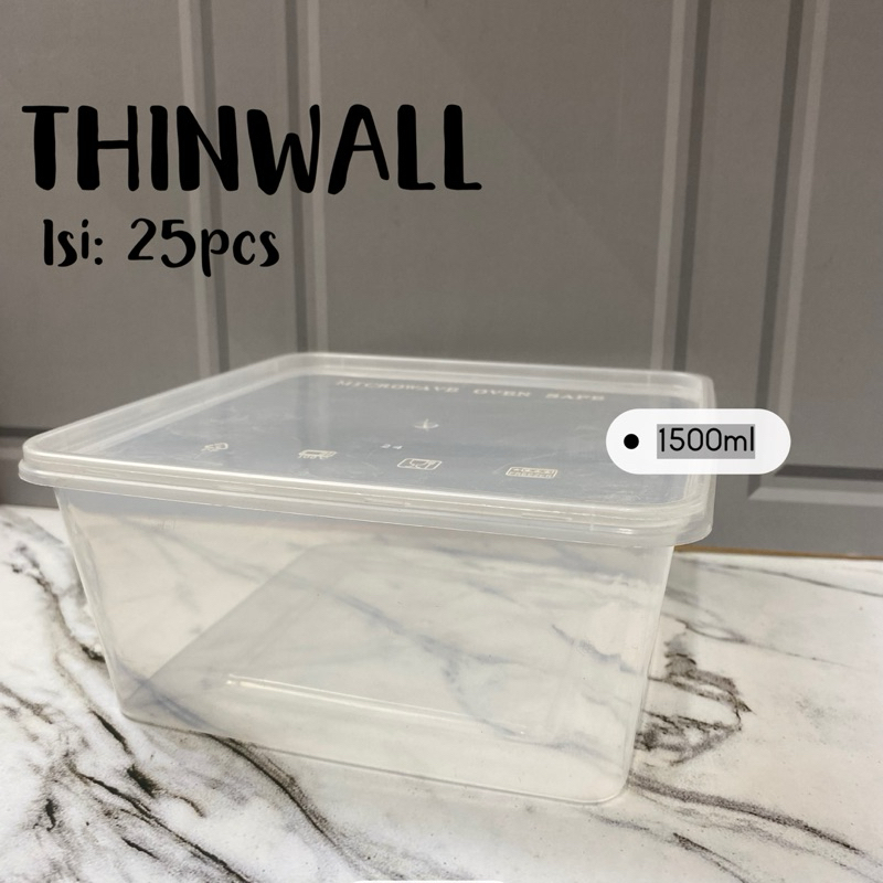 Jual Thinwal Square 1500ml Isi 25 Pcs JD / [ISI 25 PCS] Thinwall Merk ...