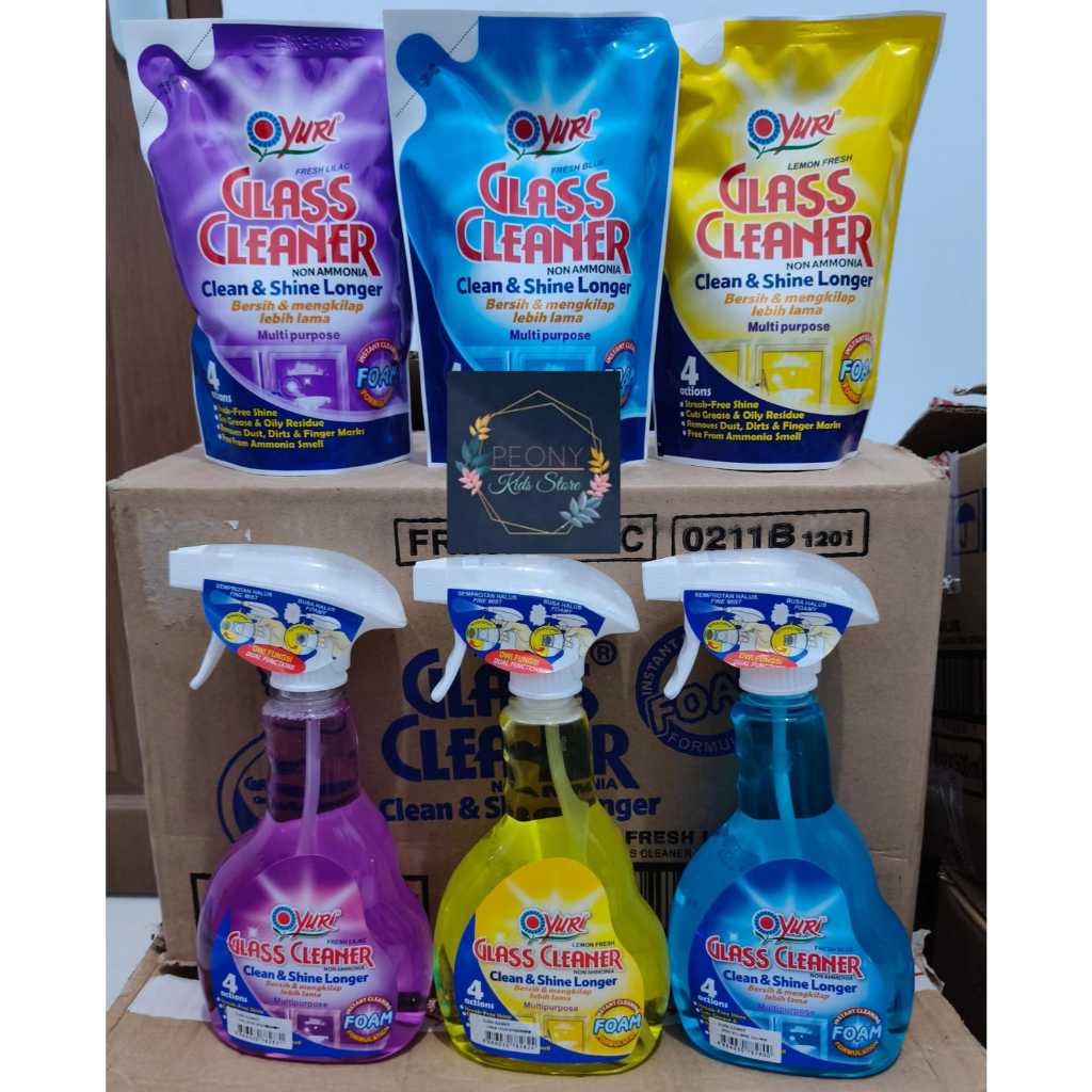 Jual Yuri GLASS CLEANER non ammonia REFIIL 410ml dan Botol 500ml/cairan ...