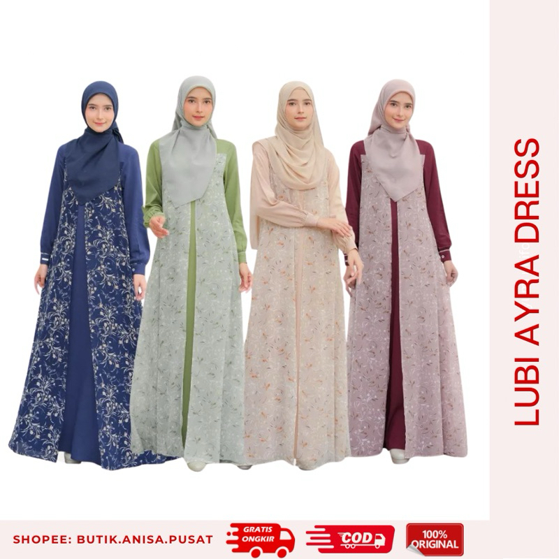 Jual LUBI AYRA DRESS (Maroon, Navy, Coksu, Sage) | Shopee Indonesia