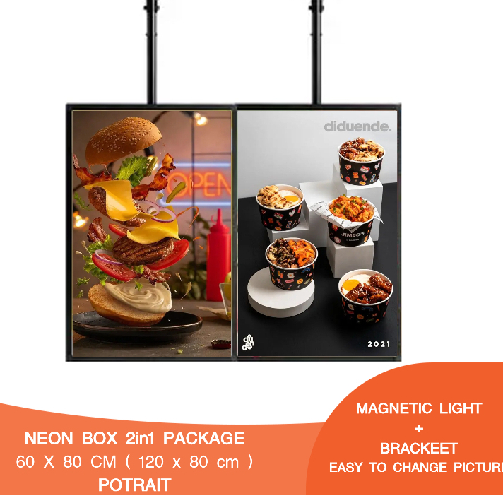 Jual NEON BOX SLIM LED LIGHT BOX Menu Paket 2in1 60x80cm ( 120x80cm ...