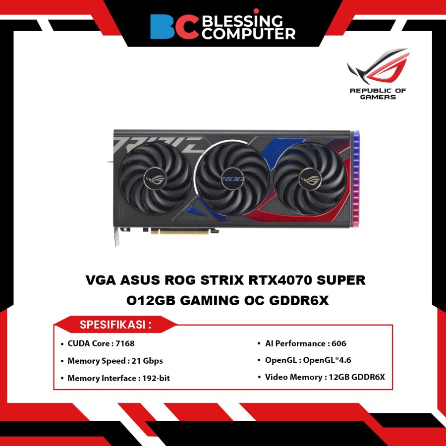 Jual VGA ASUS ROG STRIX RTX4070 SUPER O12GB GAMING OC GDDR6X | Shopee ...