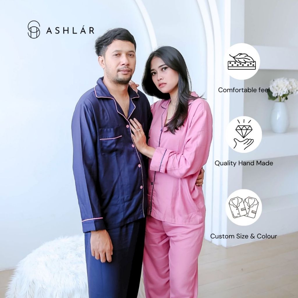 Jual ASHLAR Piyama Couple Rayon Fujima free Bordir Nama dan Sleepmask ...