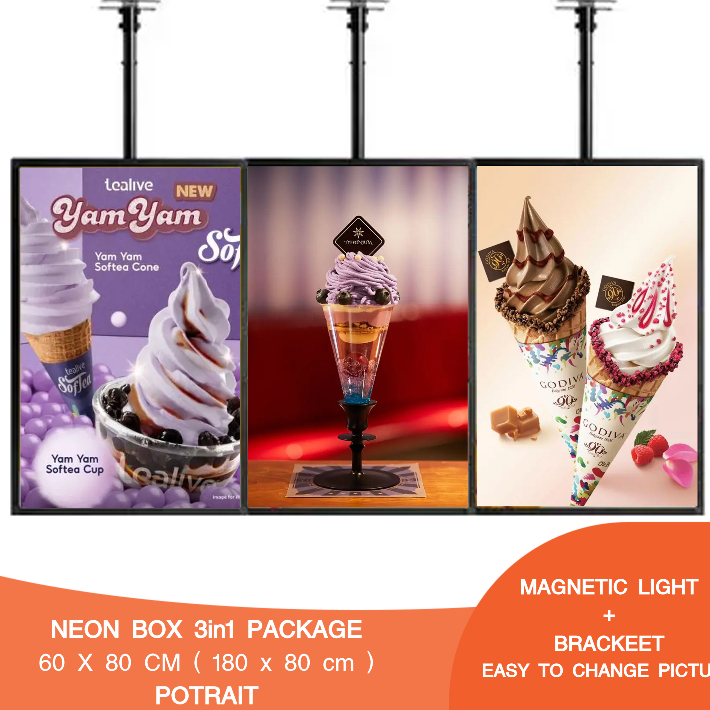 Jual NEON BOX SLIM LED LIGHT BOX Menu Paket 3in1 60x80cm ( 180x80cm ...