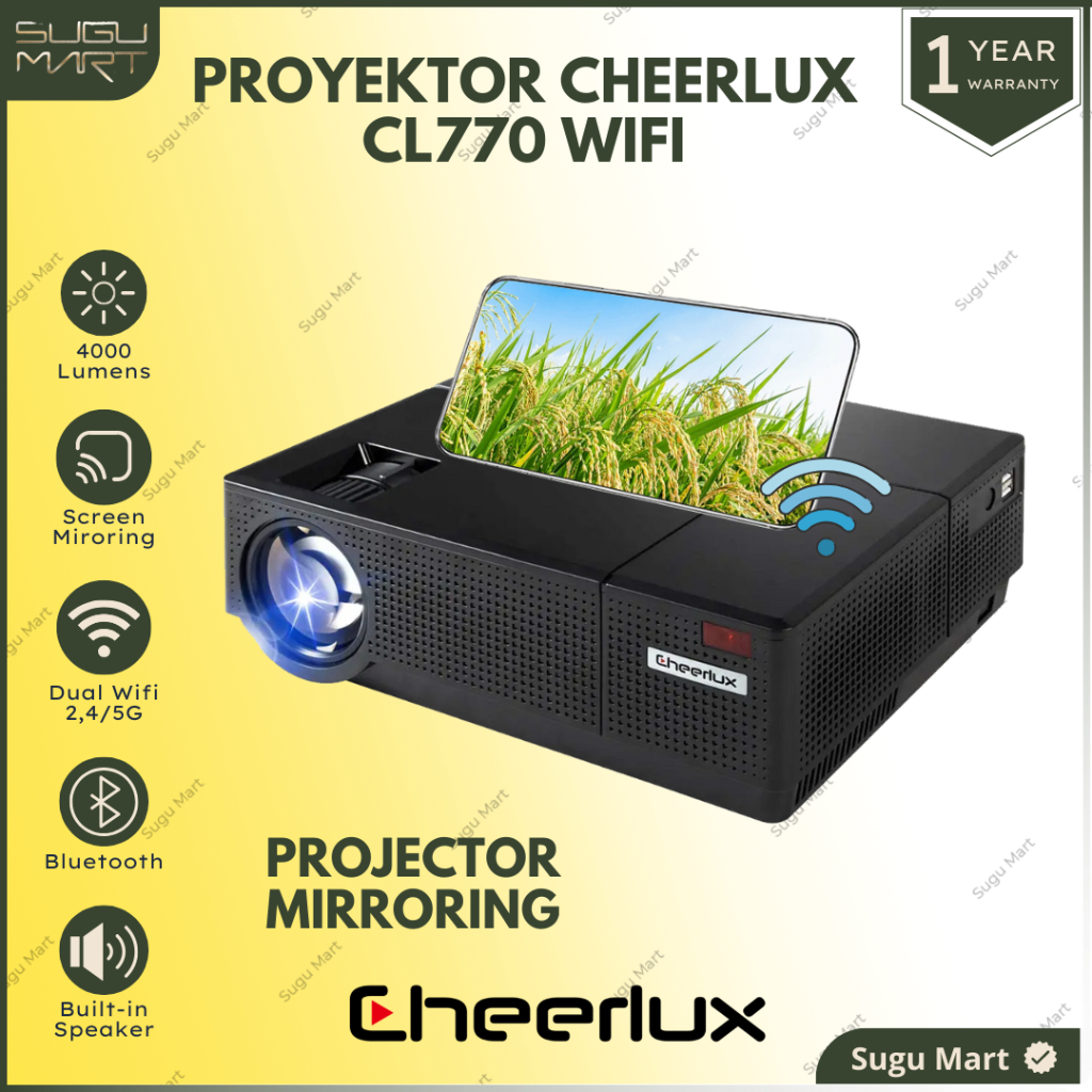 Jual Proyektor Cheerlux Cl770 Wifi 4000 Lumens Full HD 4K | Proyektor ...