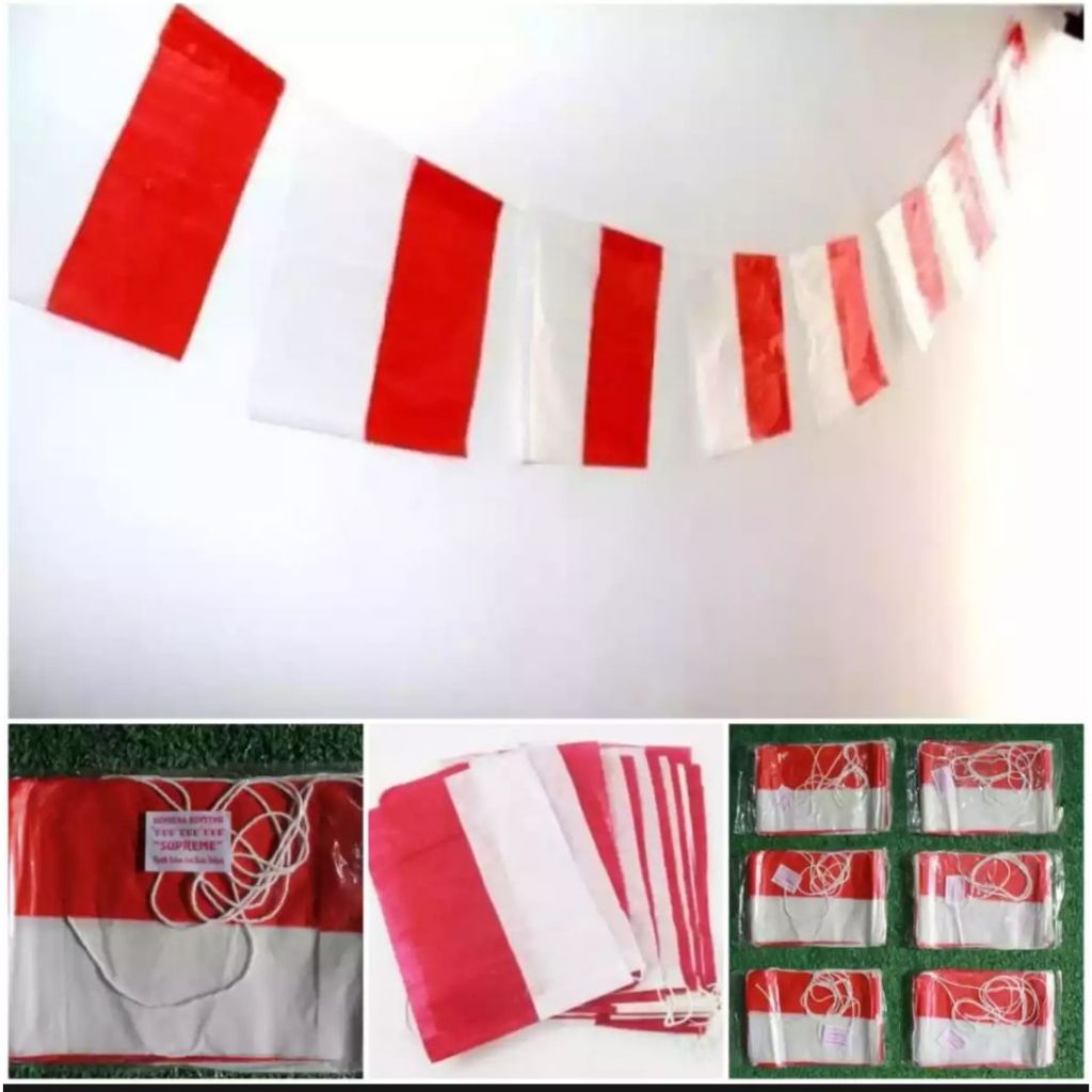 Jual Bendera Tali Plastik Isi 50 Benner Merah Putih Hiasan Agustusan ...