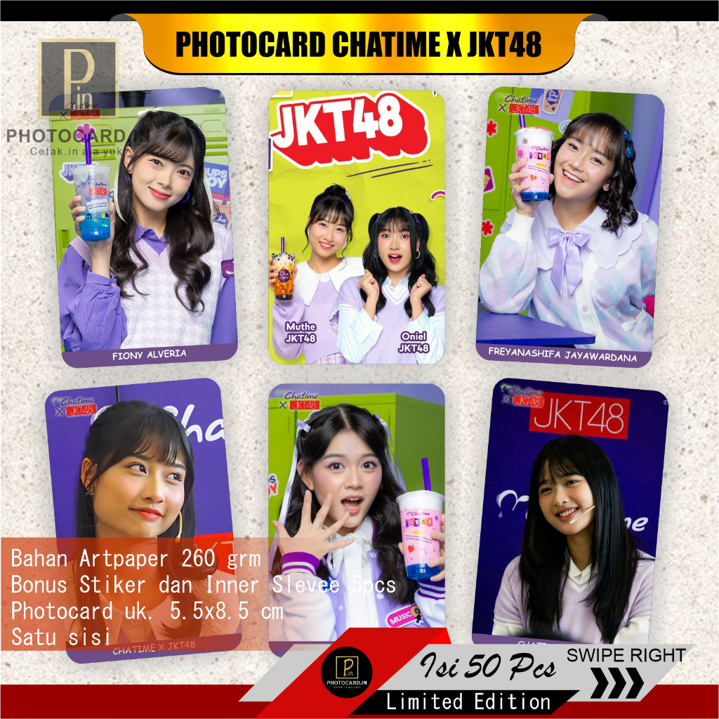 Jual Photocard JKT48 Edisi Chatime x JKT48 isi 50 pcs (Free Stiker dan Inner Slevee 5pcs ...