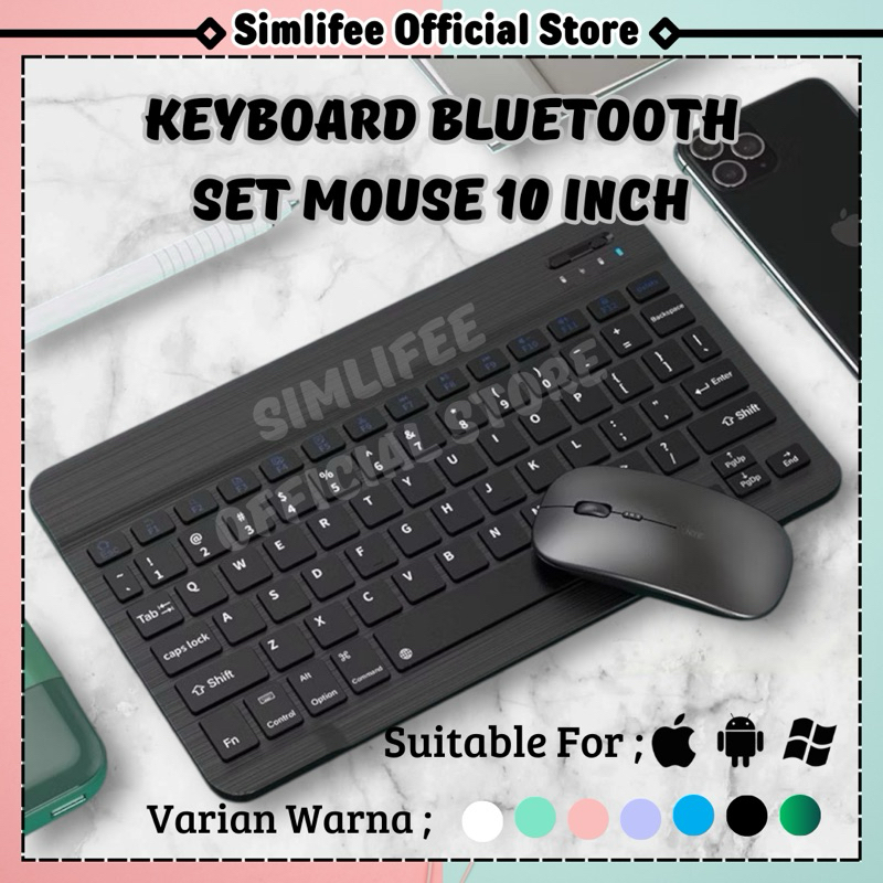 Jual Wireless Bluetooth Keyboard + Mouse Set Combo USB Office Silent ...