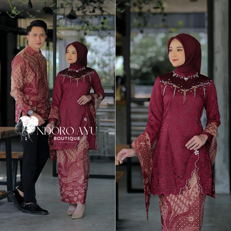 Jual Set Couple Kebaya Modern Batik KINARA Kebaya Wisuda Lamaran Tunangan Setelan Tunik Batik ...