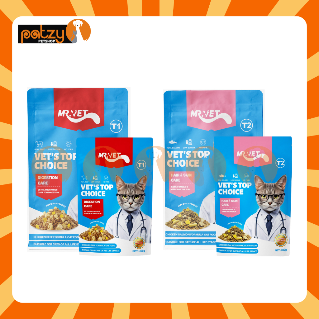 Jual MR VET CAT DRY FOOD T1 T2 KEMASAN 300GR 1KG | Shopee Indonesia