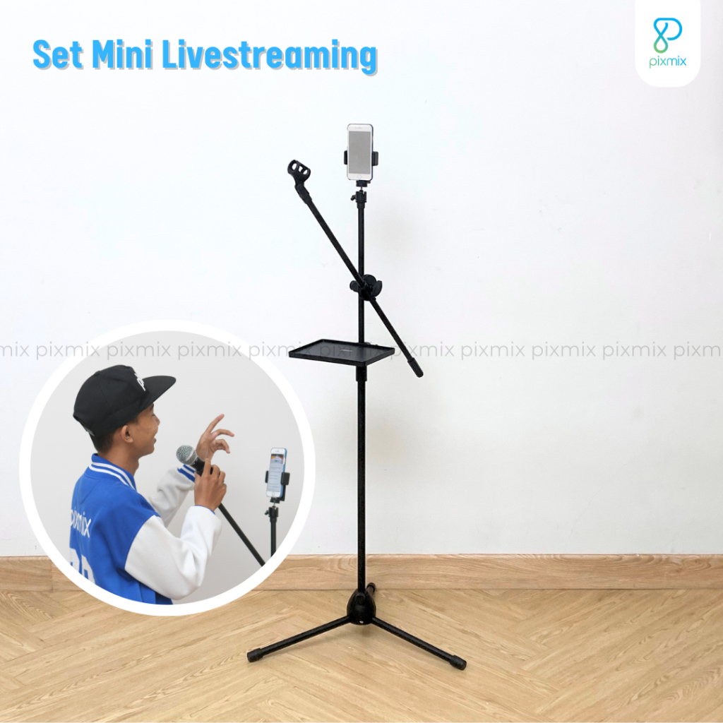 Jual Set Mini Microphone Stand Tripod Profesional Adjustable untuk Live ...