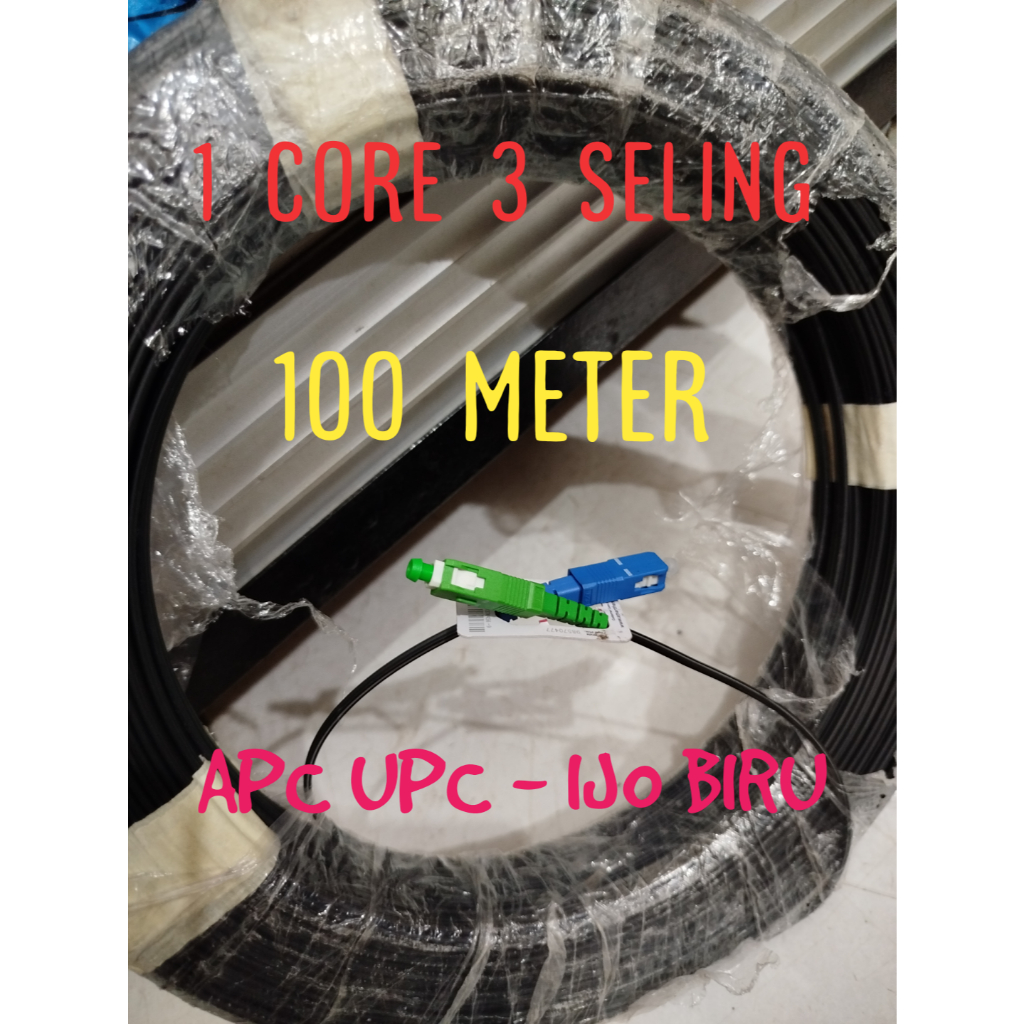 Jual kabel precon optic 100m ijo biru apc upc 1 core 3 sling | Shopee Indonesia