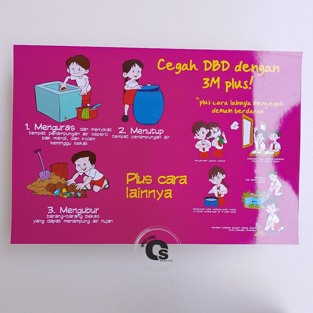 Jual Poster Cegah DBD Dengan 3M Plus - DB - Demam Berdarah - Poster ...