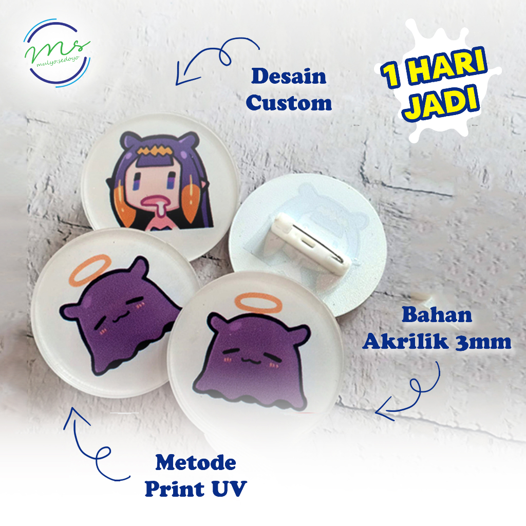 Jual Pin Akrilik Custom | Bros Akrilik Peniti Custom Nama Logo I Pin ...