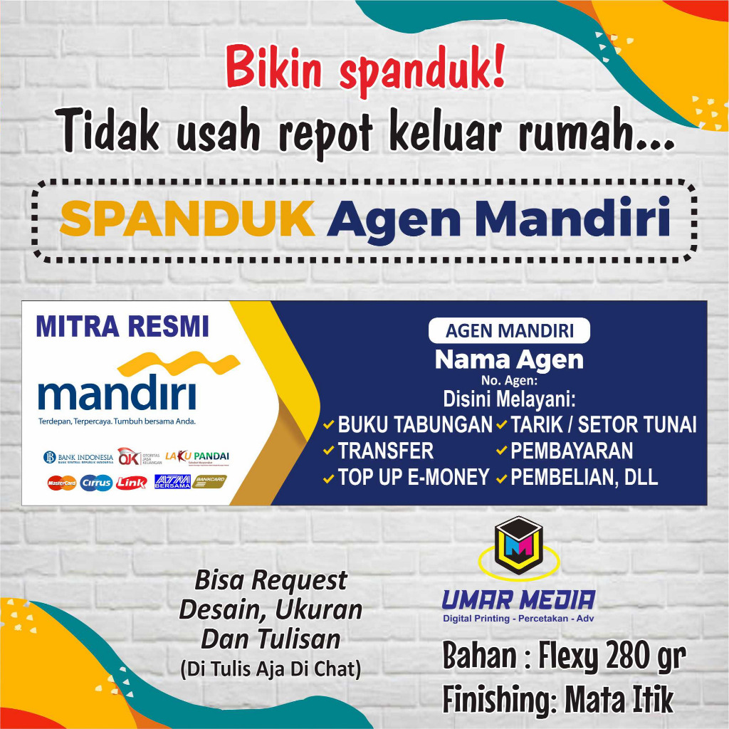 Jual Spanduk Agen Mandiri Spanduk Loket Pembayaran | Shopee Indonesia
