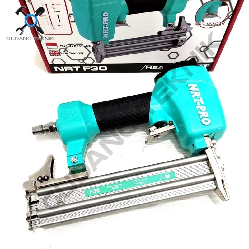 Jual NRT-PRO Mesin Paku Tembak Lurus Staples Angin F-30 Dengan Safety Loc Lock | Shopee Indonesia