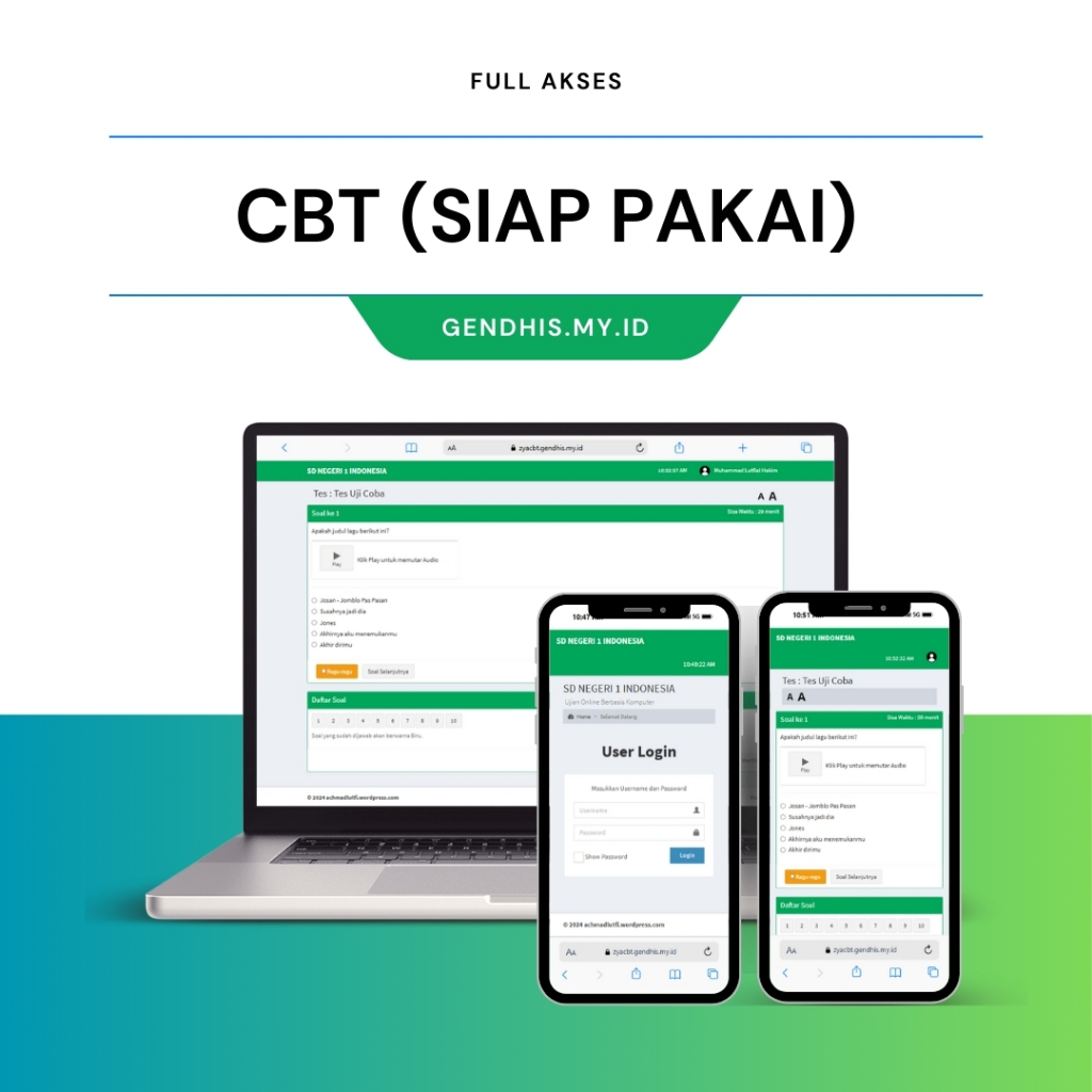 Jual Aplikasi Ujian CBT Sekolah dan Madrasah Penilaian Siap Pakai Upload Soal Kartu Peserta ...