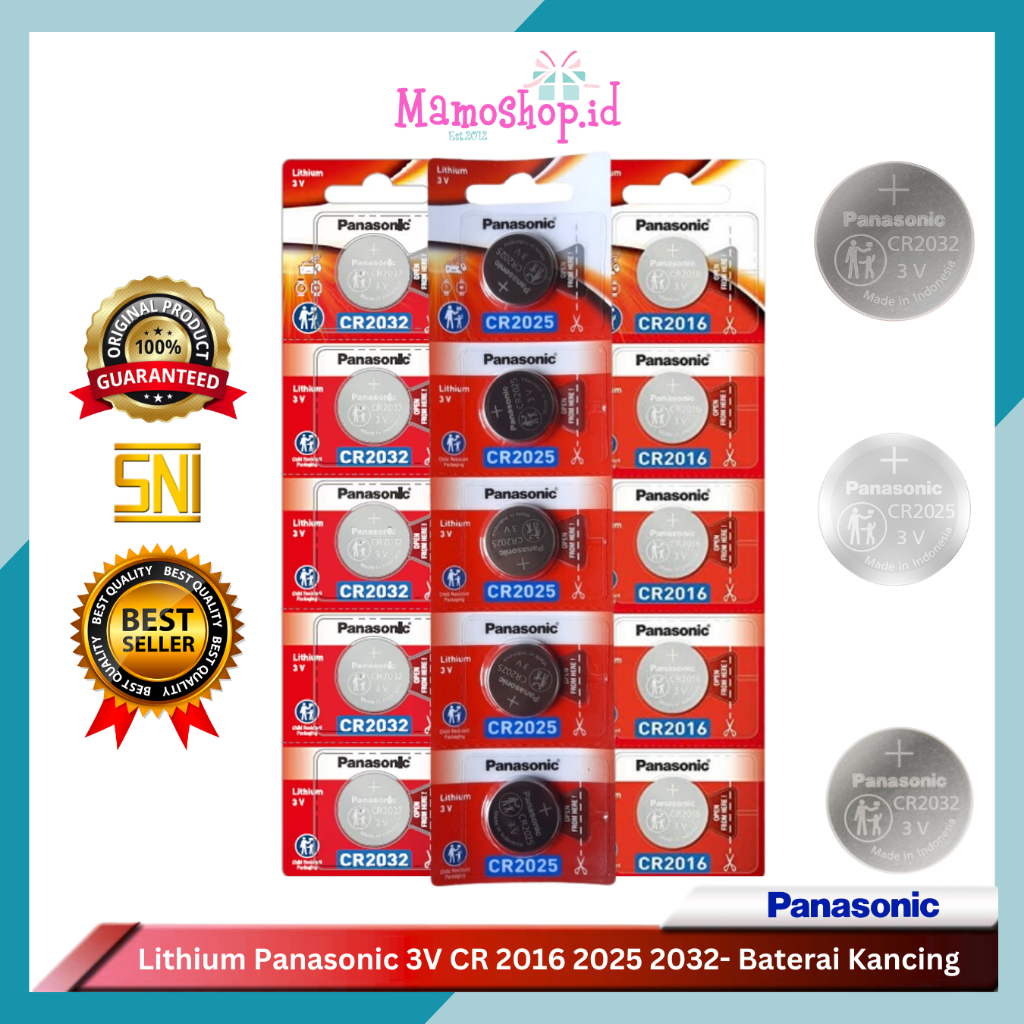 Jual Baterai Lithium Panasonic 3V CR 2016 2025 2032- Baterai Kancing ...