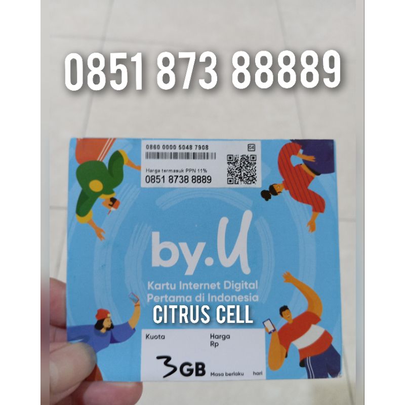 Jual Kartu Perdana Telkomsel By U 4G 5G 12 Digit Nomor Cantik 0851 873 88889 Free Kuota Utama 3 ...