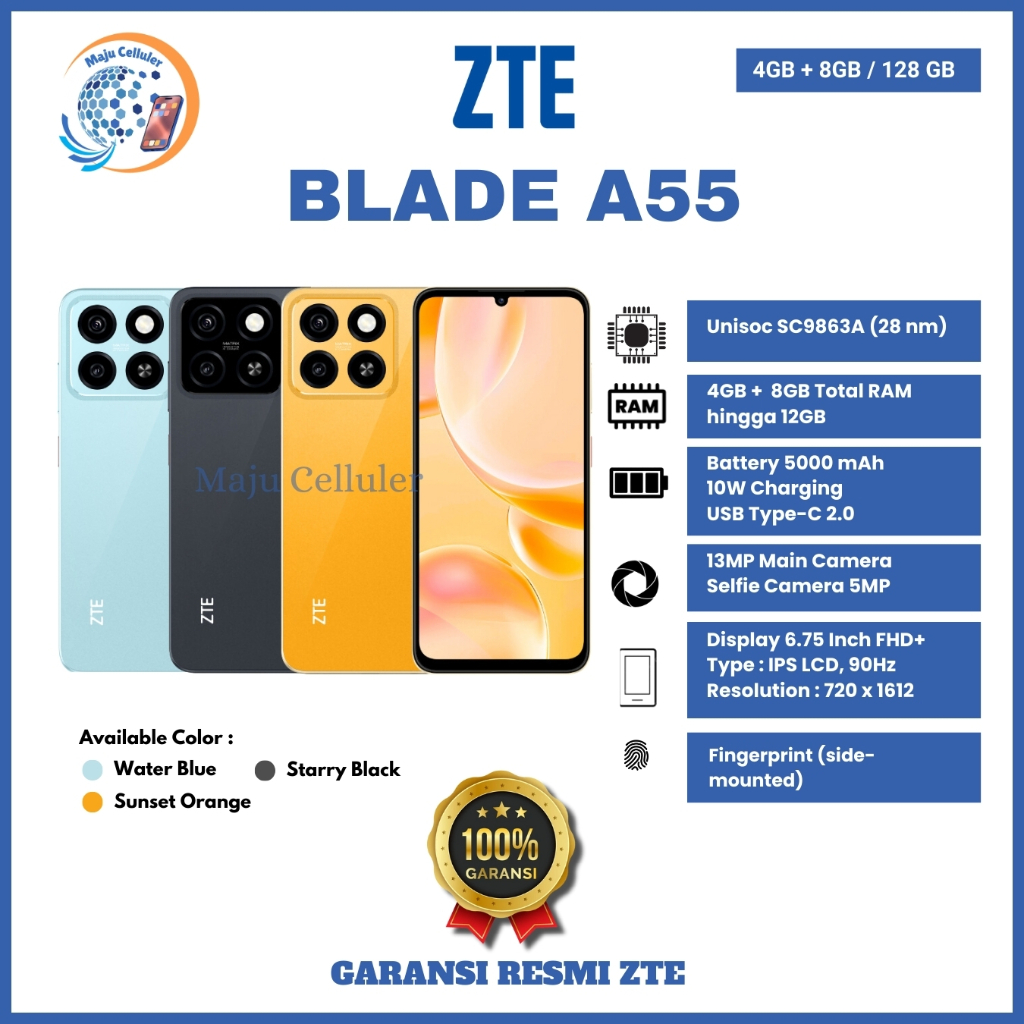 Jual HP ZTE BLADE A55 4GB/128GB,BLADE A35 4GB/64GB (Garansi Resmi ZTE 1 Tahun) | Shopee Indonesia