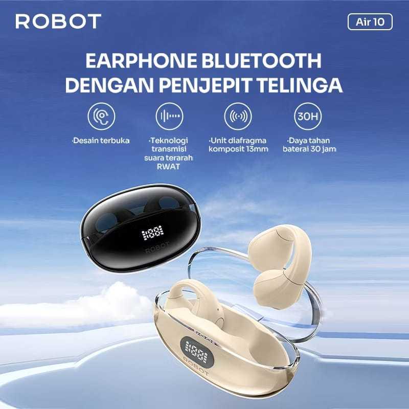 Jual ROBOT OWS AIR 10 headset bluetooth 5.3 TWS Open Ear Clip original ...