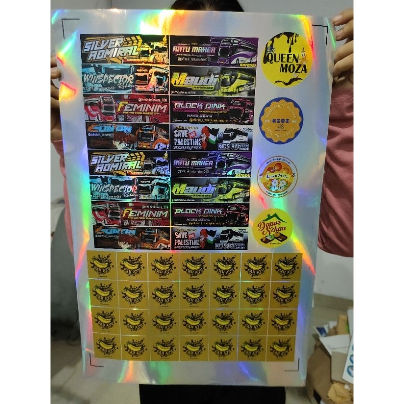 Jual cetak sticker stiker hologram A3 motor merek label makanan minuman ...