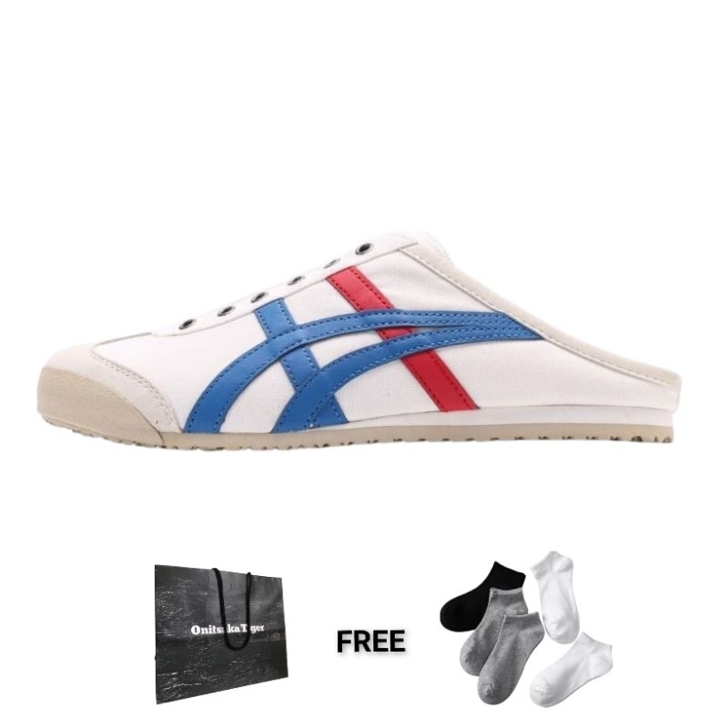 Jual Sepatu onitsuka tiger slip on sabot white blue red | Shopee Indonesia
