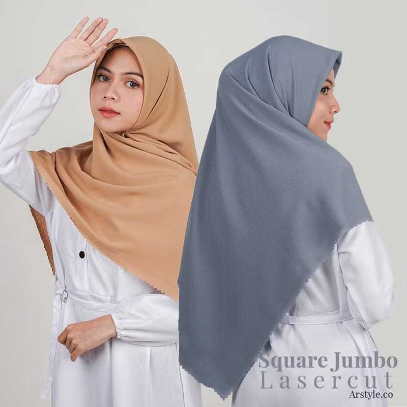 Jual HIJAB SEGI EMPAT BELLA SQUARE LASSER CUT JUMBO SYAR'I UKURAN 130 X ...