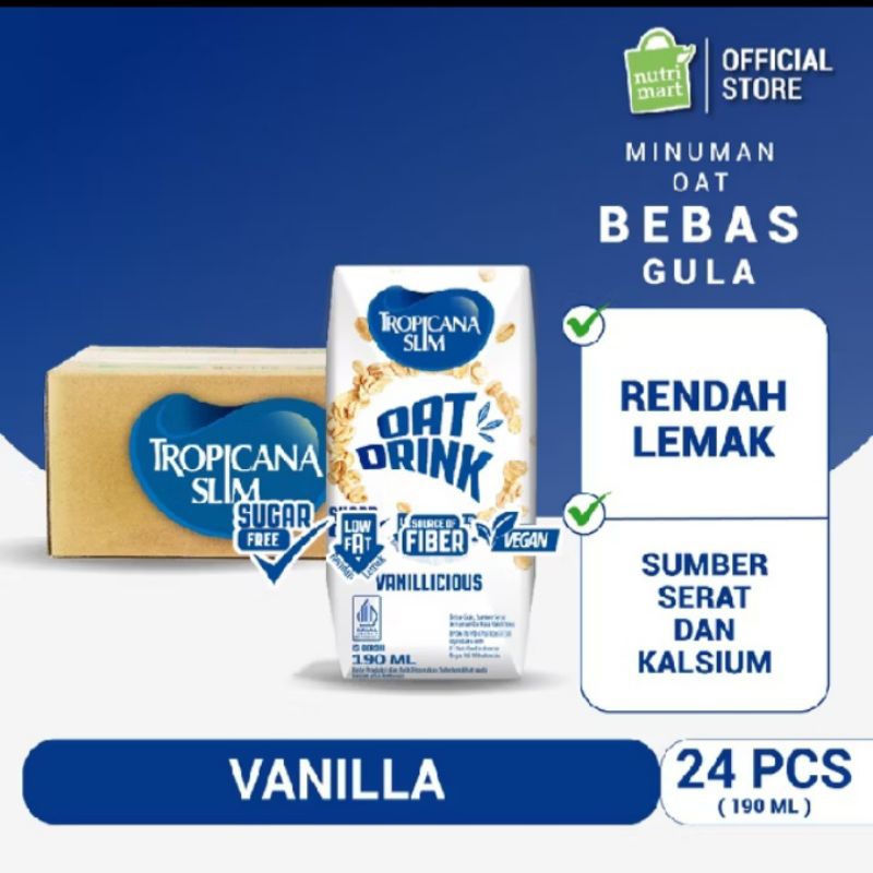 Jual Tropicana Slim Oat Drink Vanilla 190ml isi 24pc - 1 Karton | Shopee Indonesia