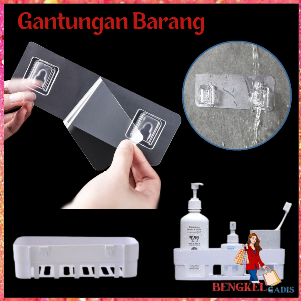 Jual BG - Lem Rak Kamar Mandi Tempel Transparant Hook Tempel Serbaguna ...